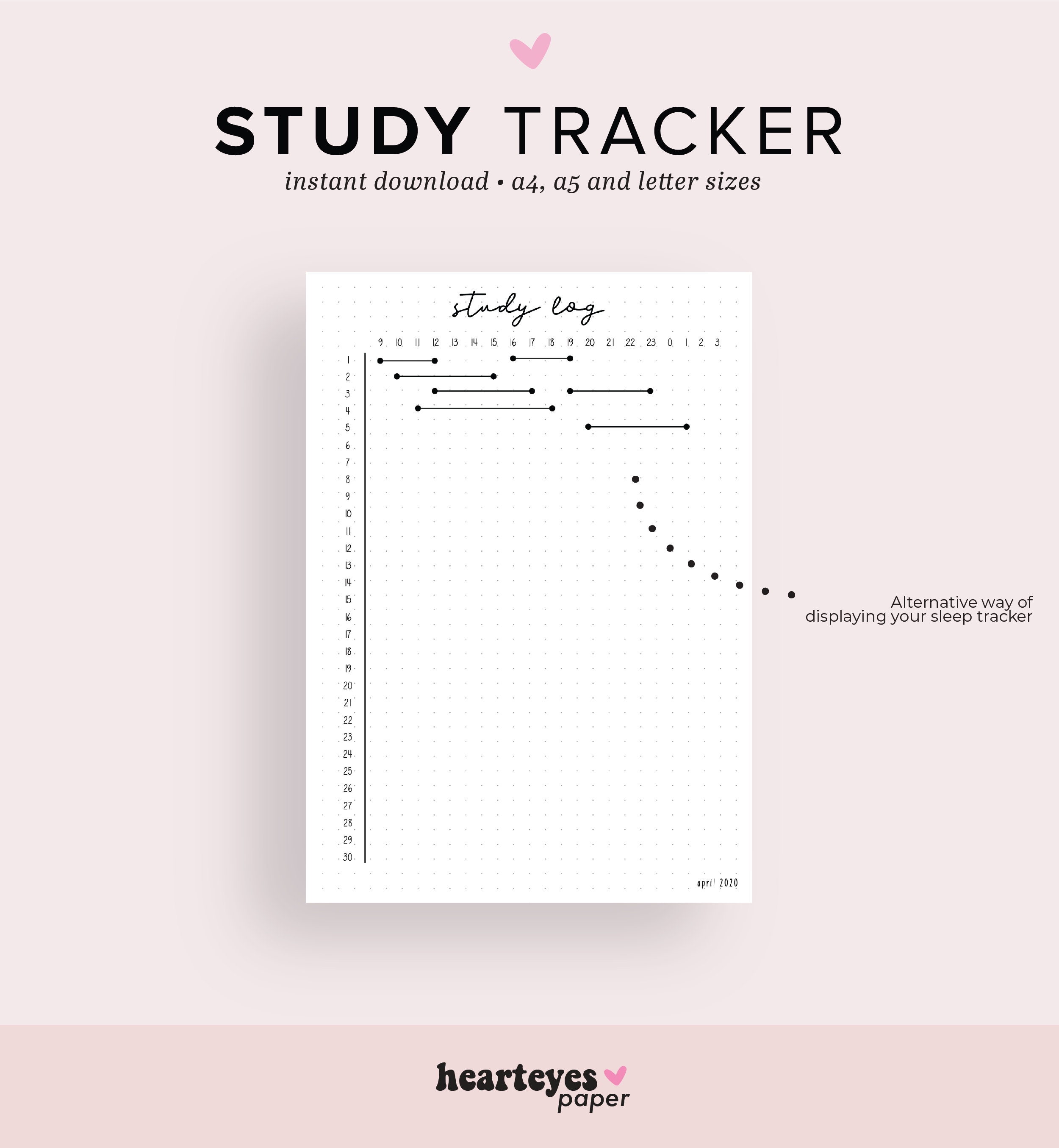 Study Tracker Printable Study Log Study Planner Study | Etsy