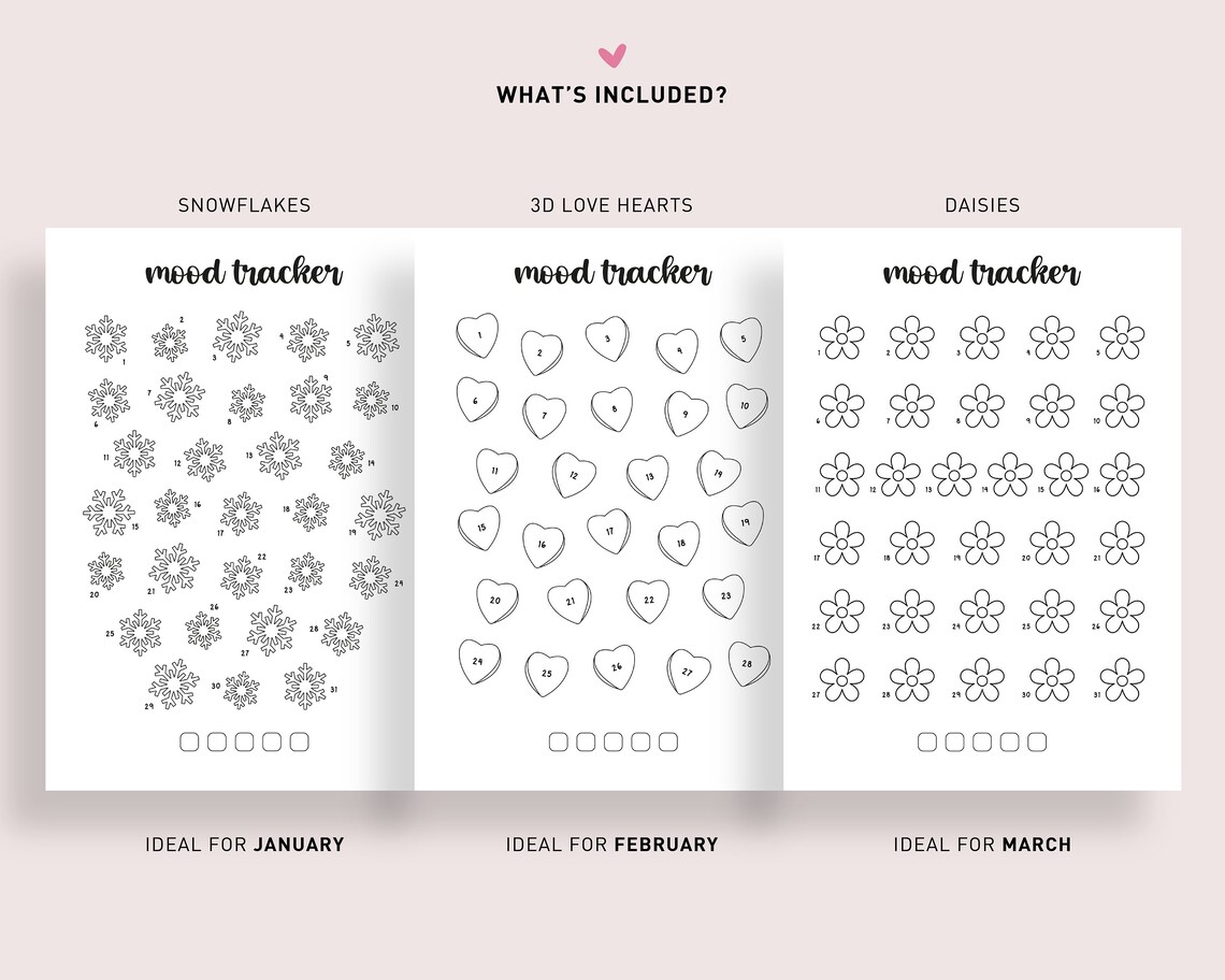 Mood Tracker Printable Bundle Mood Journal Mood Chart - Etsy