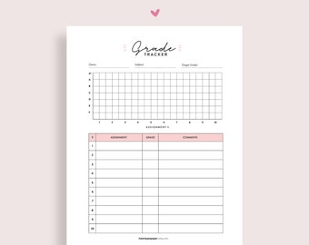 Homework Tracker, Printable Planner, Homework Planner, Assignment ...