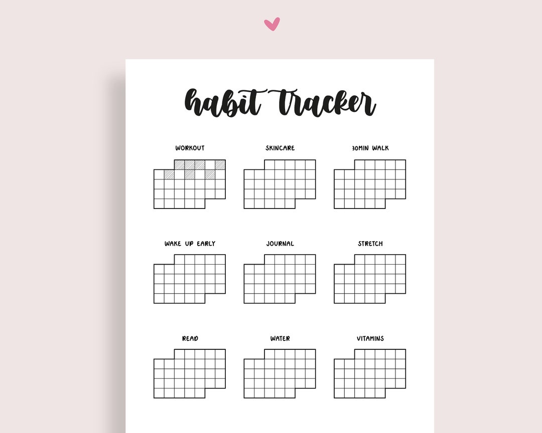 Habit Tracker Printable, Habit Printable, Habit Chart, Habit Journal ...