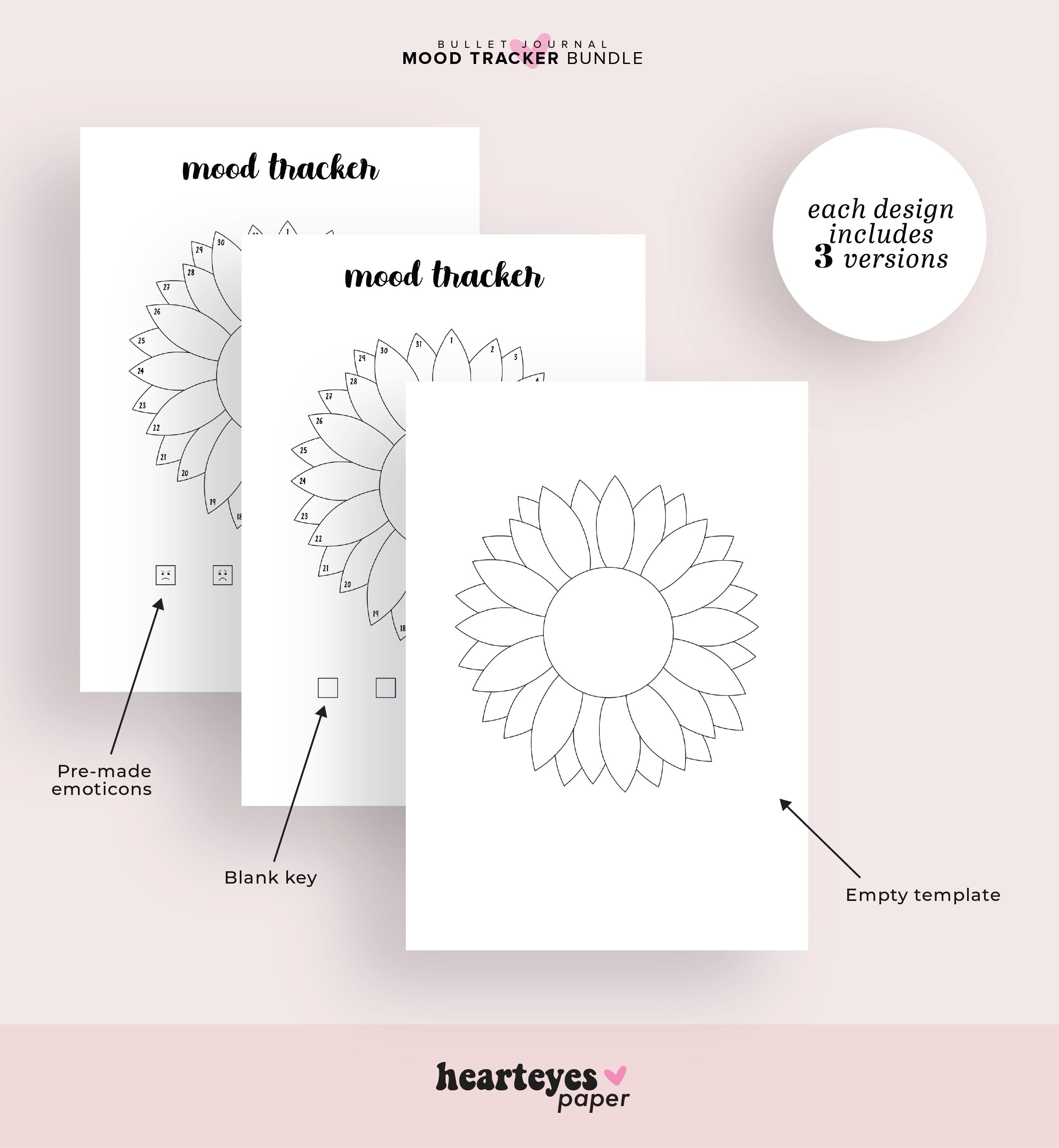 Mood Tracker Bundle Pack Printable Mood Chart Journal Bullet | Etsy