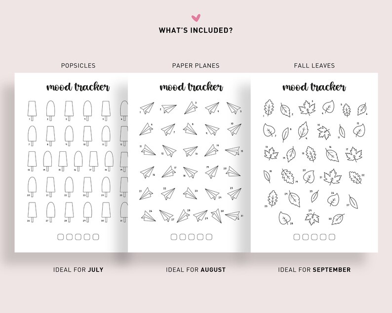 Mood Tracker Printable Bundle, Mood Journal, Mood Chart, Bullet Journal ...
