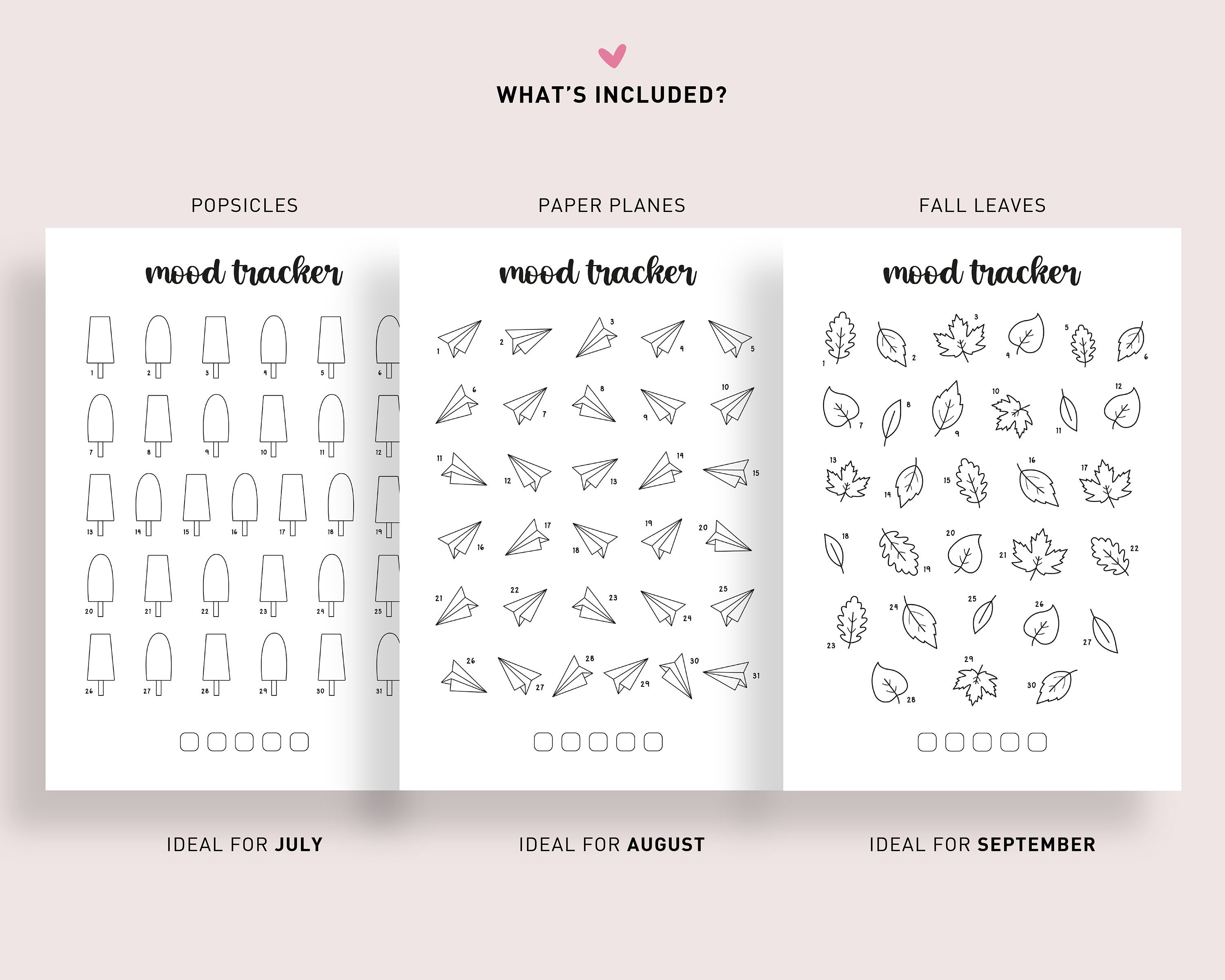 Mood Tracker Printable Bundle Mood Journal Mood Chart - Etsy