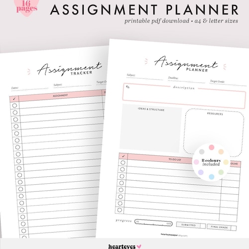 Grade Tracker Assignment Tracker Printable Planner - Etsy