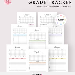 Grade Tracker, Assignment Tracker, Printable Planner, Assignment ...