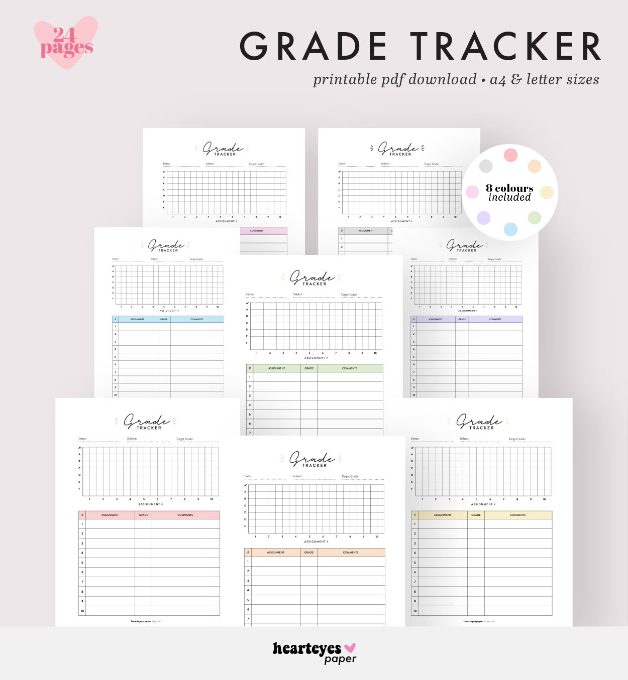 Grade Tracker Assignment Tracker Printable Planner - Etsy