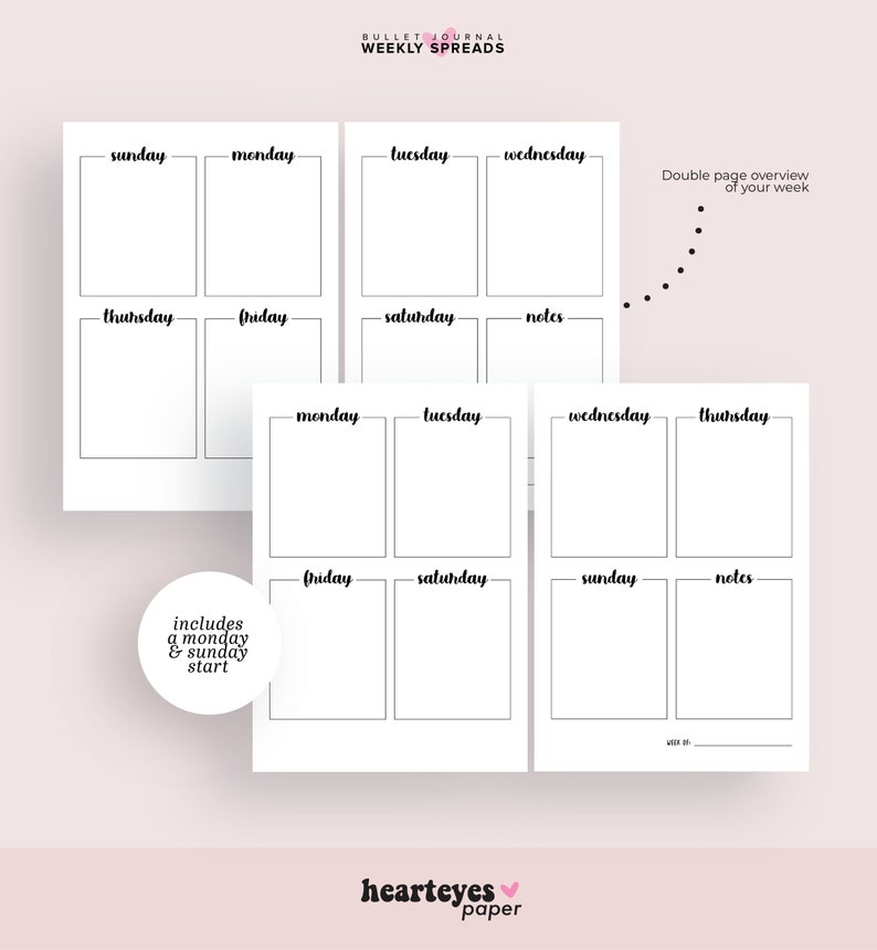 Weekly Spread Printable Bullet Planner Weekly Planner - Etsy