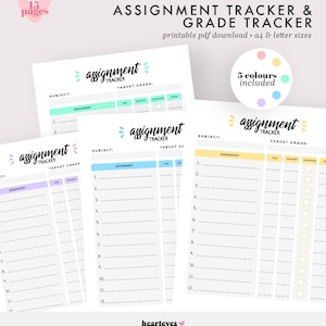 Assignment and Grade Tracker, Printable Grade Tracker, Printable ...
