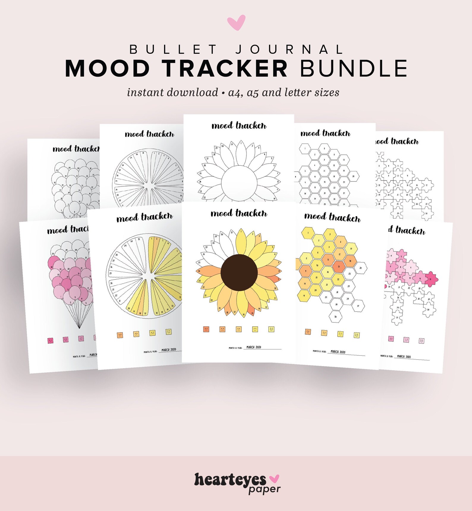 Mood Tracker Bundle Pack Printable Mood Chart Journal Bullet - Etsy