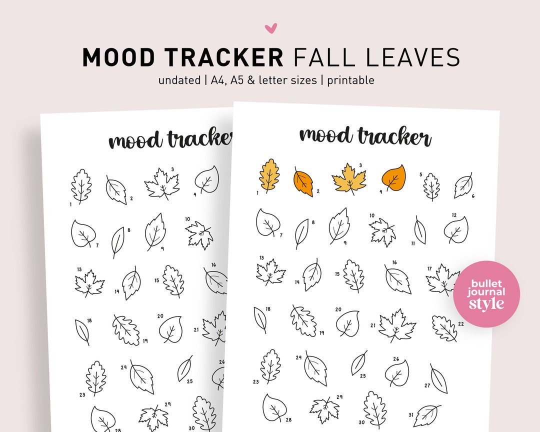 Mood Tracker Printable, Mood Journal, Mood Chart, Bullet Journal ...