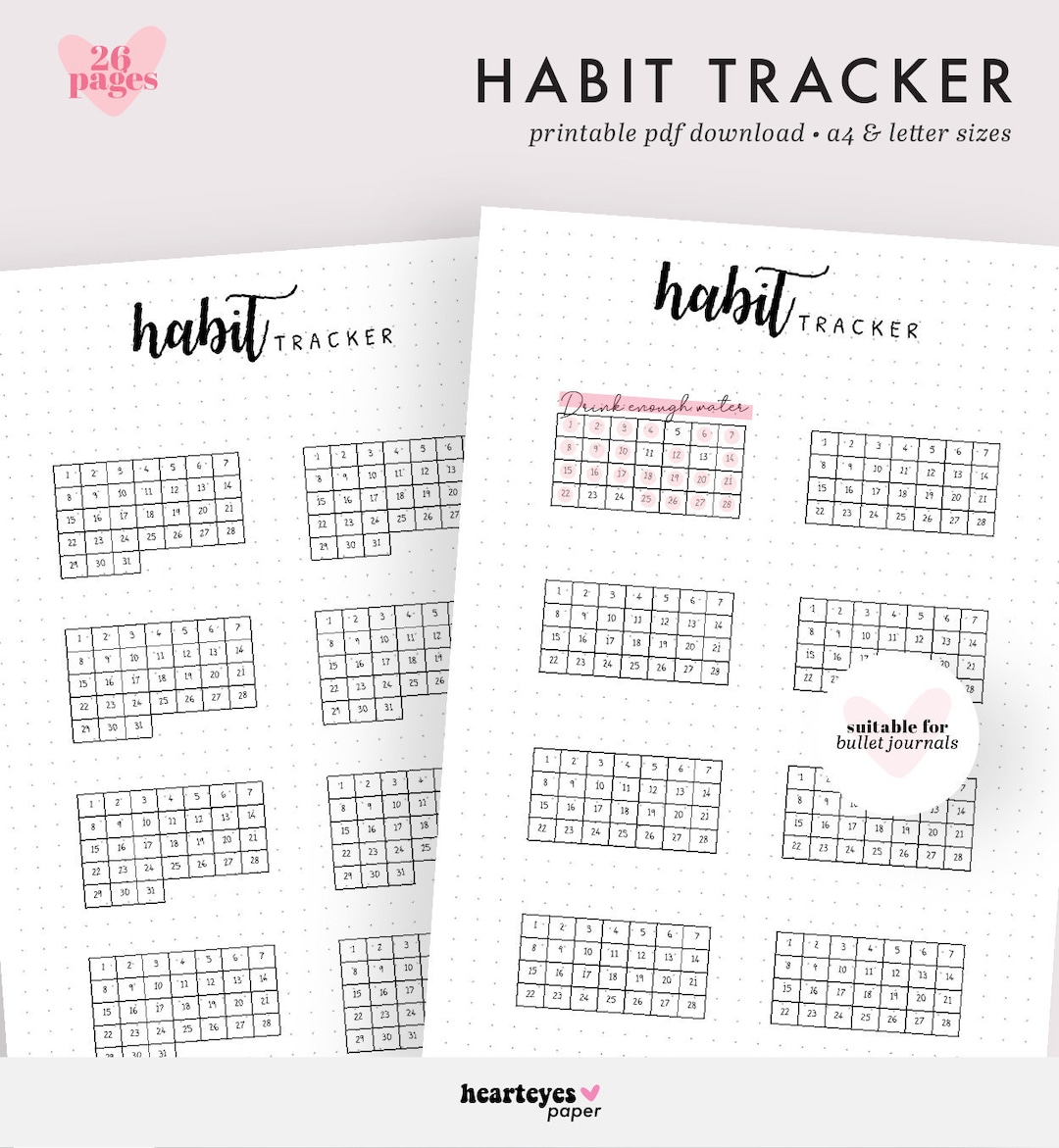 Habit Tracker, Printable Habit Tracker, Goal Tracker, Bullet Planner ...