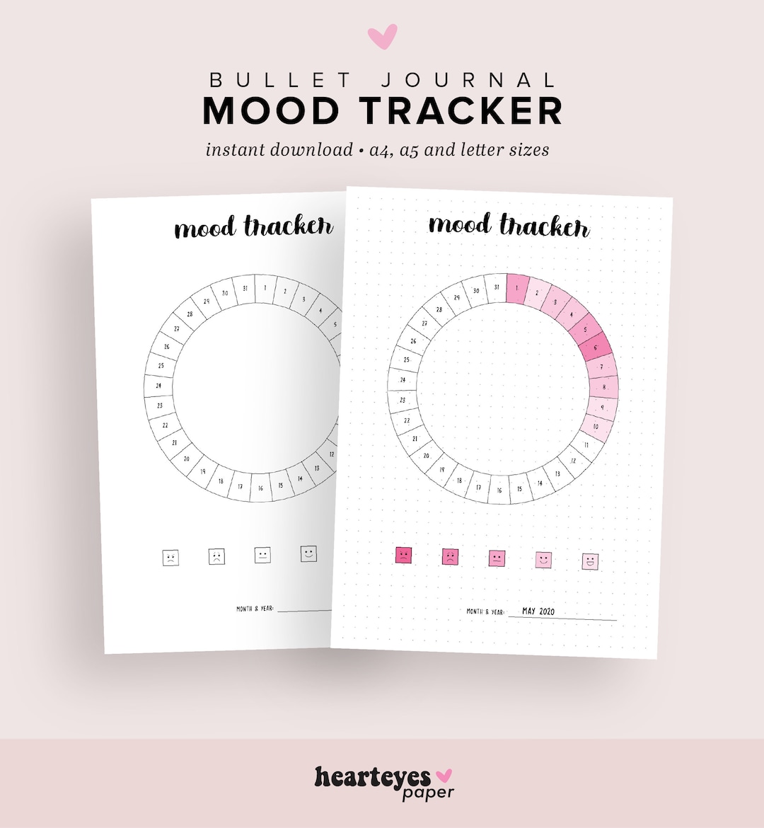 Mood Tracker Printable Mood Chart Journal Bullet Planner - Etsy