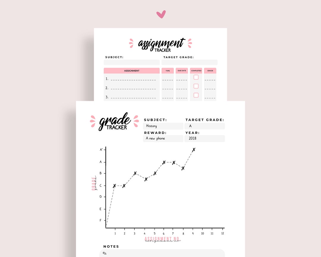 Assignment and Grade Tracker, Printable Grade Tracker, Printable ...
