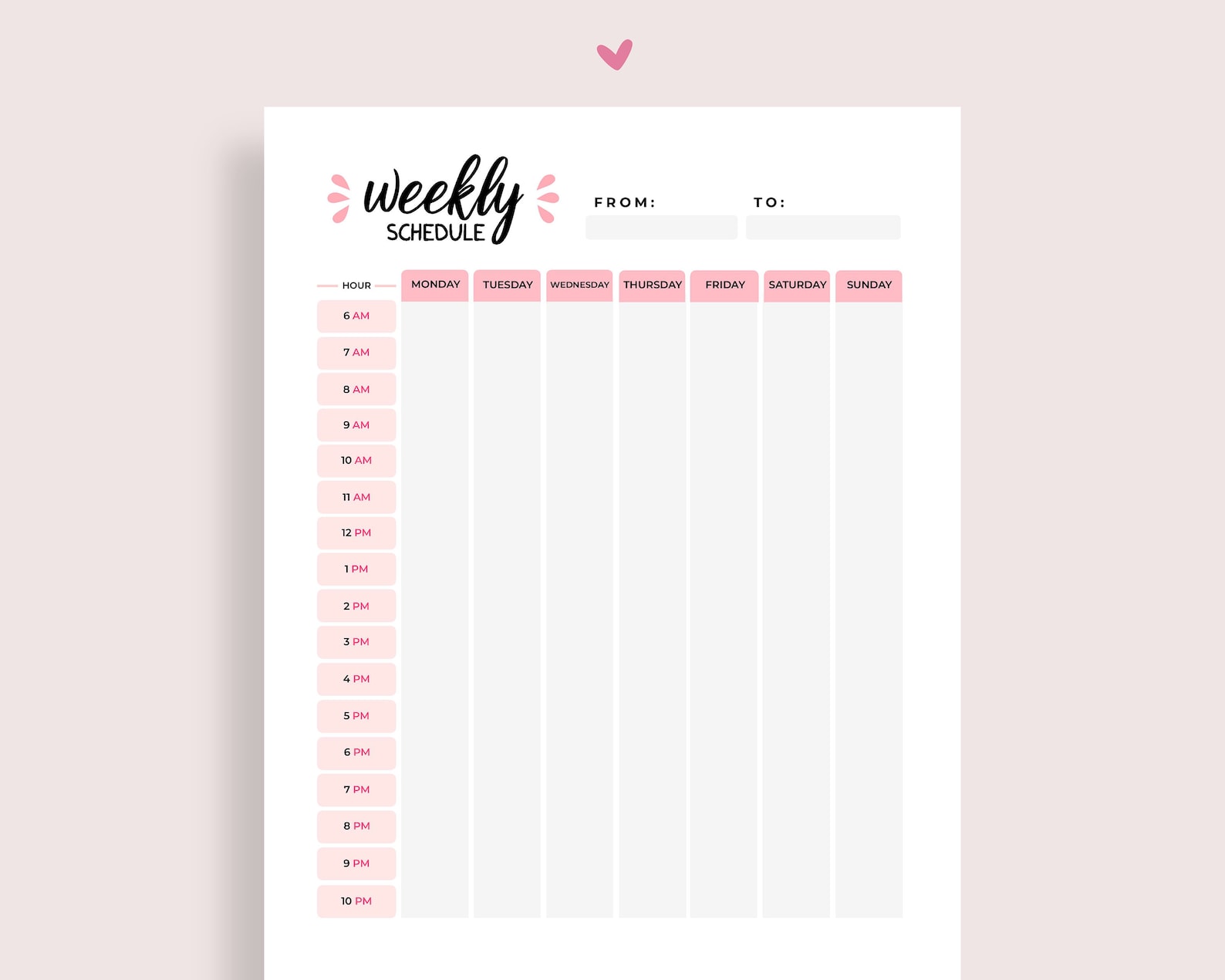 Weekly Schedule, Weekly Planner, Weekly Timetable, Printable Planner ...