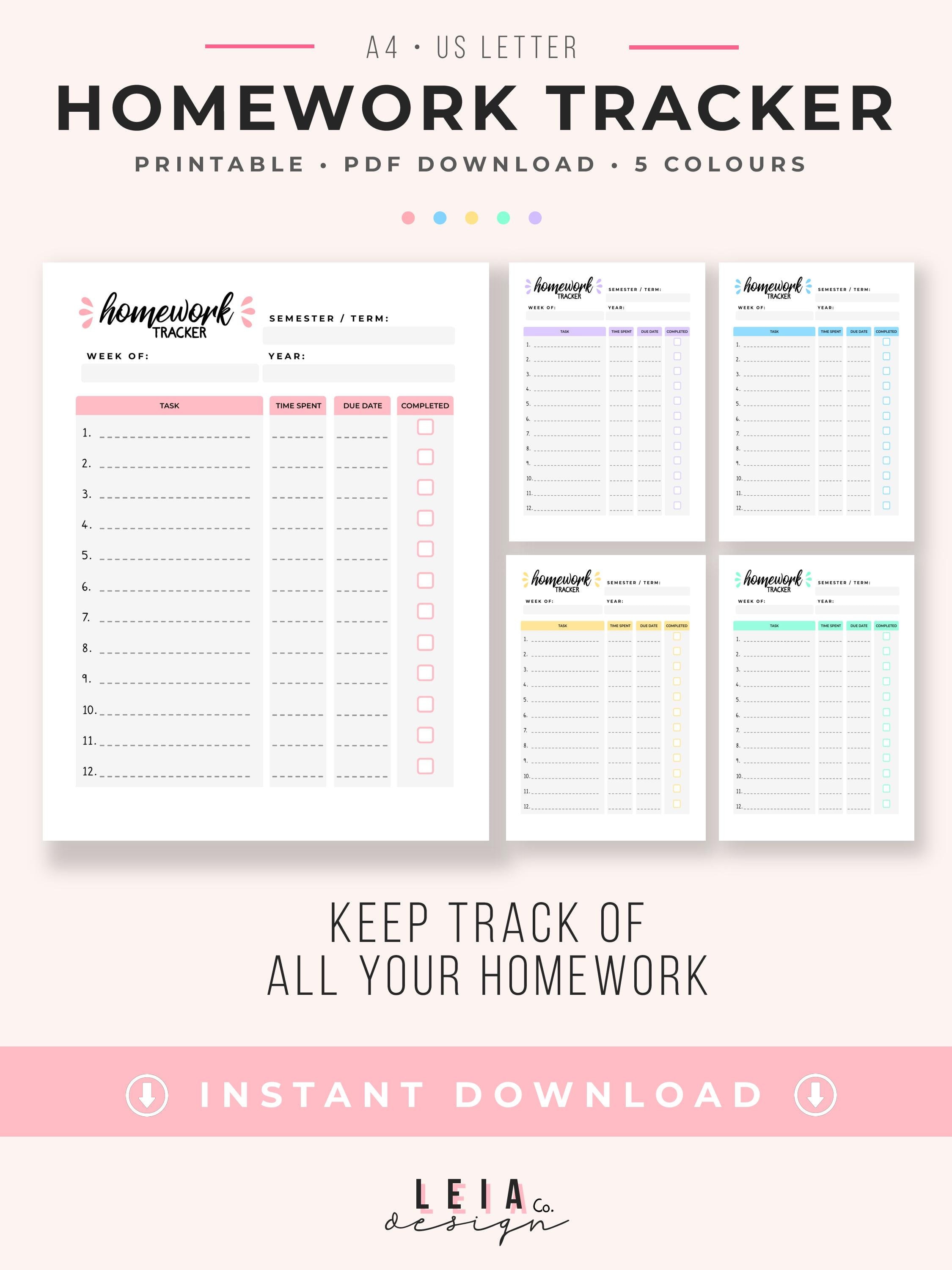 Homework Tracker Printable Planner Assignment Tracker | Etsy Homework Tracker Printable Planner Assignment Tracker | Etsy