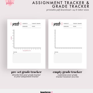 Assignment and Grade Tracker, Printable Grade Tracker, Printable ...