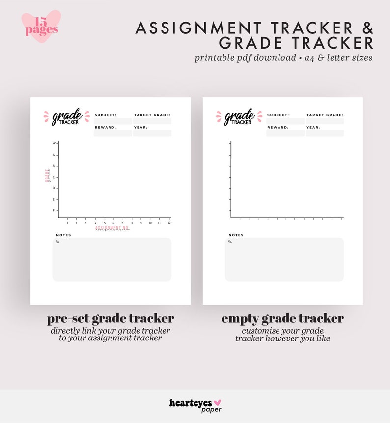 Assignment and Grade Tracker, Printable Grade Tracker, Printable ...