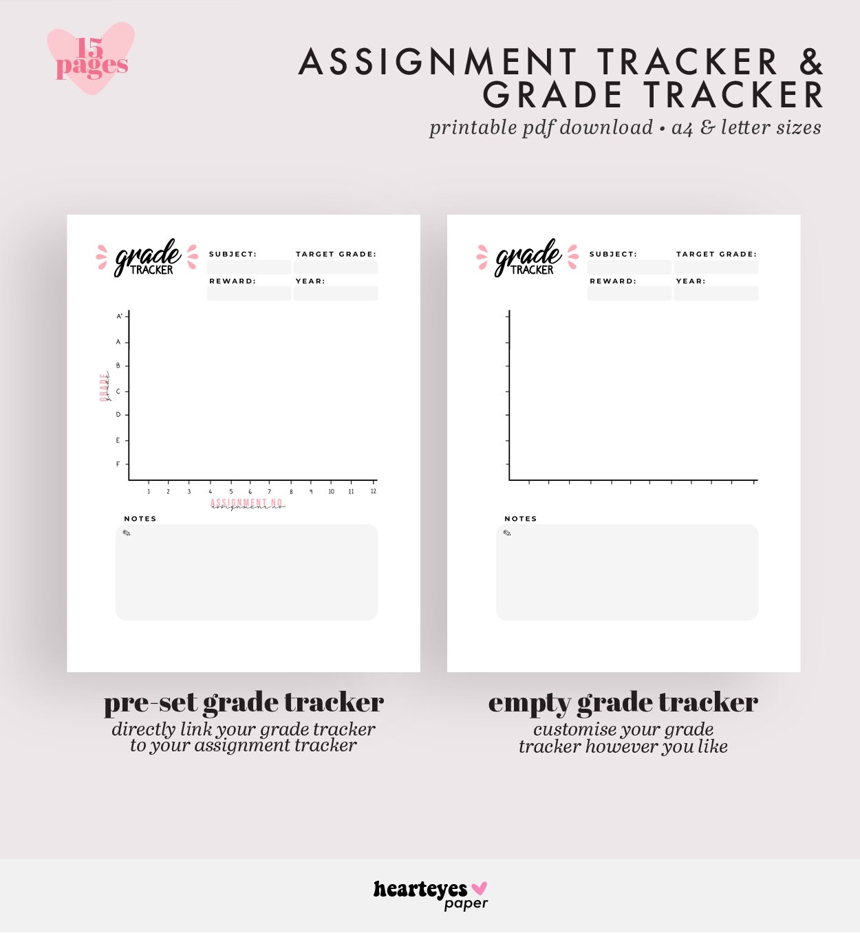 Assignment and Grade Tracker Printable Grade Tracker - Etsy