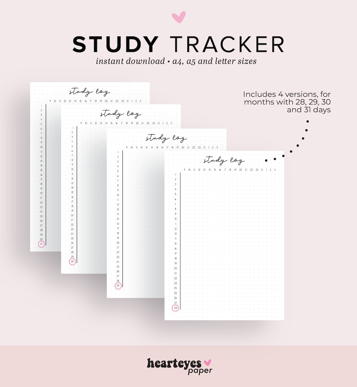 Study Tracker Printable Study Log Study Planner Study | Etsy
