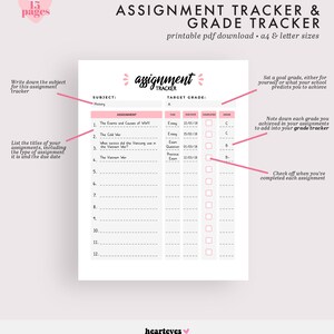 Assignment and Grade Tracker, Printable Grade Tracker, Printable ...