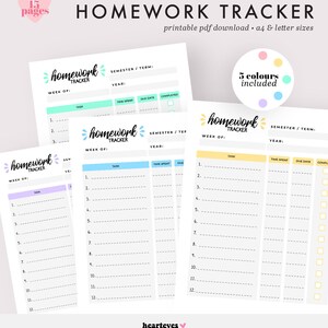 Homework Tracker, Printable Planner, Assignment Tracker, Homework ...