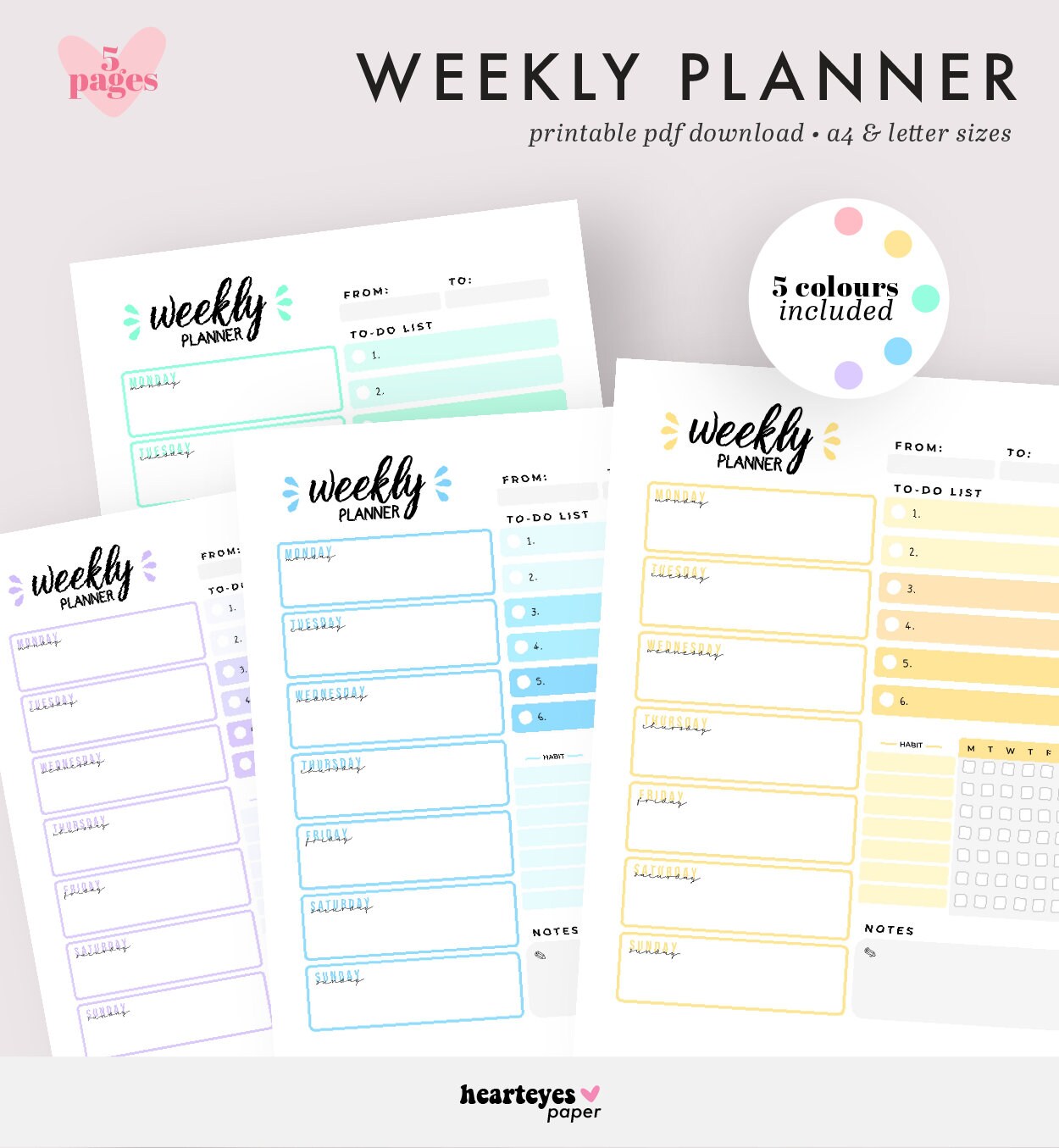 Weekly Planner Weekly Schedule Printable Planner Weekly | Etsy