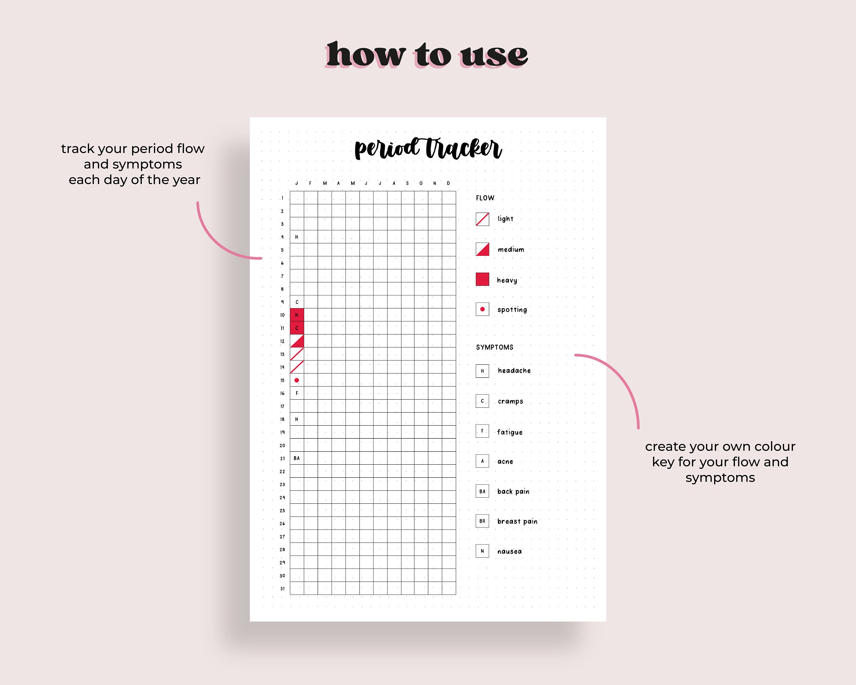 Period Tracker, PRINTABLE Journal Page, Period Journal, Period Calendar ...