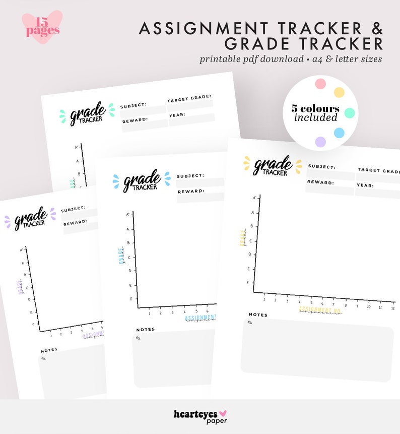 Assignment and Grade Tracker, Printable Grade Tracker, Printable ...