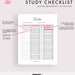 Study Checklist Printable Planner Study Tracker Study List - Etsy UK