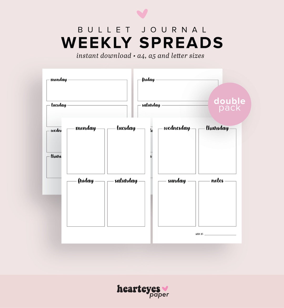 Weekly Spread Printable, Bullet Planner, Weekly Planner Printable ...