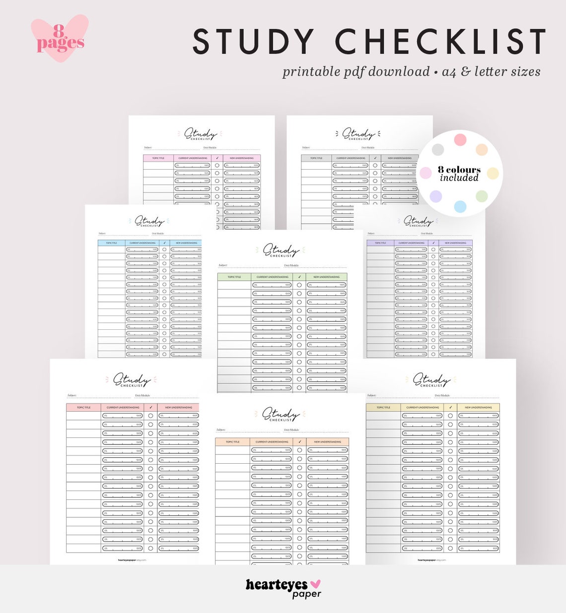 Study Checklist Printable Planner Study Tracker Study List | Etsy Study Checklist Printable Planner Study Tracker Study List | Etsy