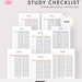 Study Checklist, Printable Planner, Study Tracker, Study List, Revision ...