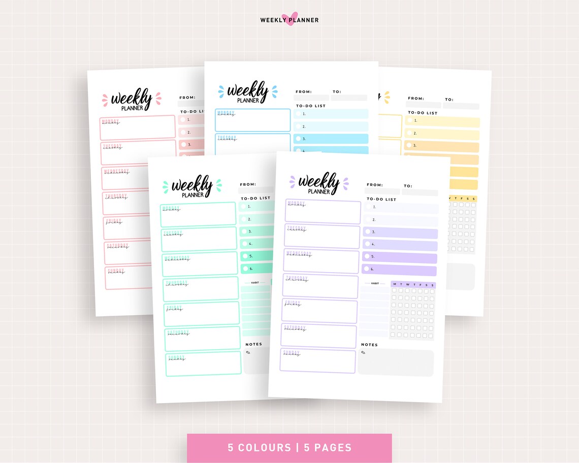 Weekly Planner Weekly Schedule Printable Planner Weekly | Etsy