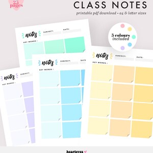 Class Notes, Printable Note Pages, Lined Paper, Graph Paper, School ...
