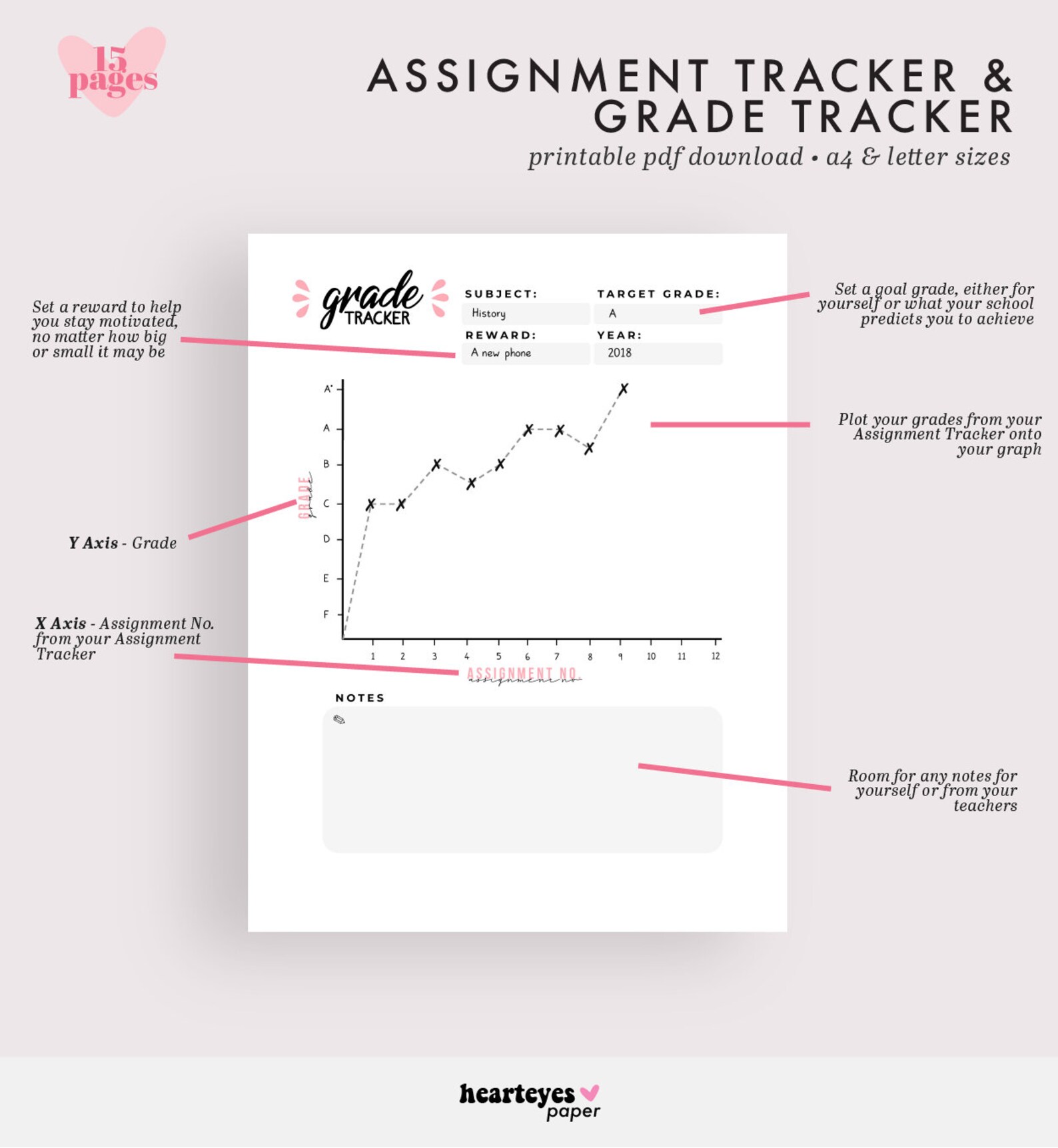 Assignment and Grade Tracker Printable Grade Tracker | Etsy