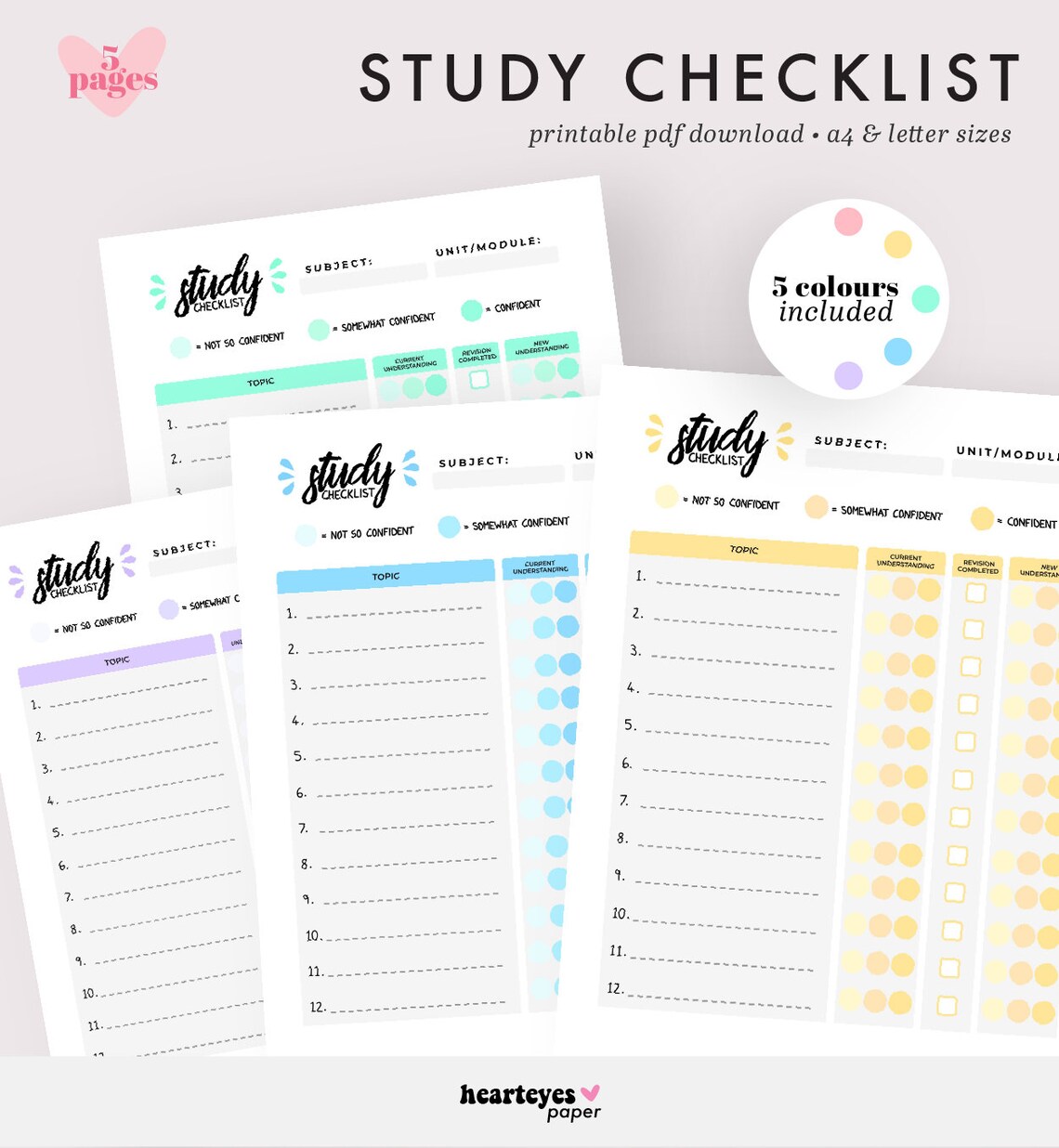 Study Checklist Printable Planner Study Tracker Study List - Etsy UK