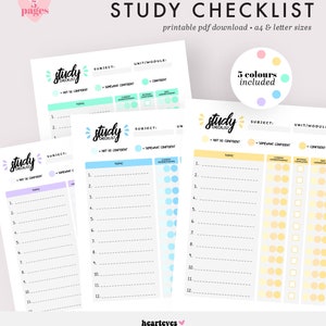 Study Checklist, Printable Planner, Study Tracker, Study List, Revision ...