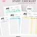 Study Checklist, Printable Planner, Study Tracker, Study List, Revision ...
