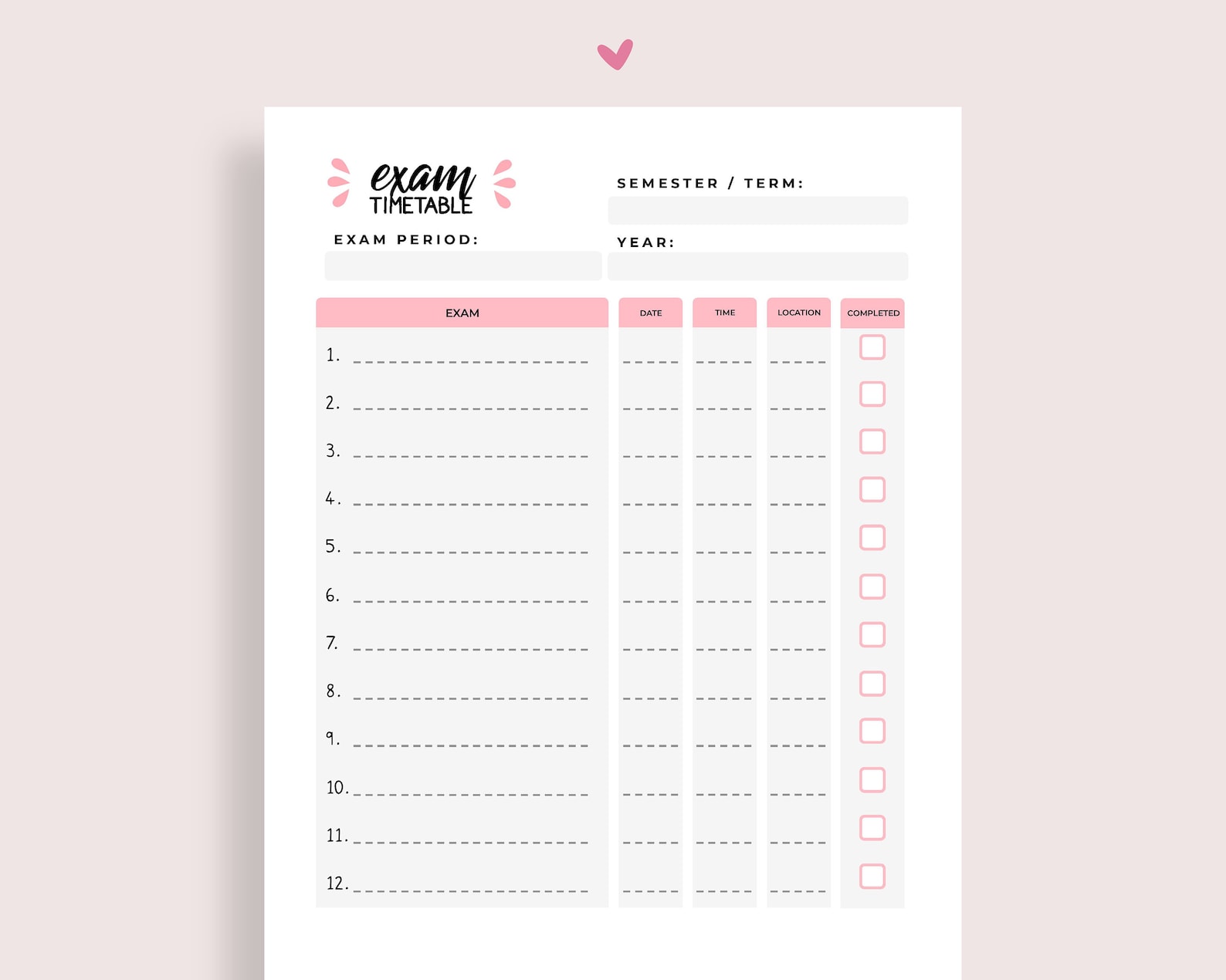 Exam Timetable, Printable Planner, Exam Schedule, Exam Planner, School ...