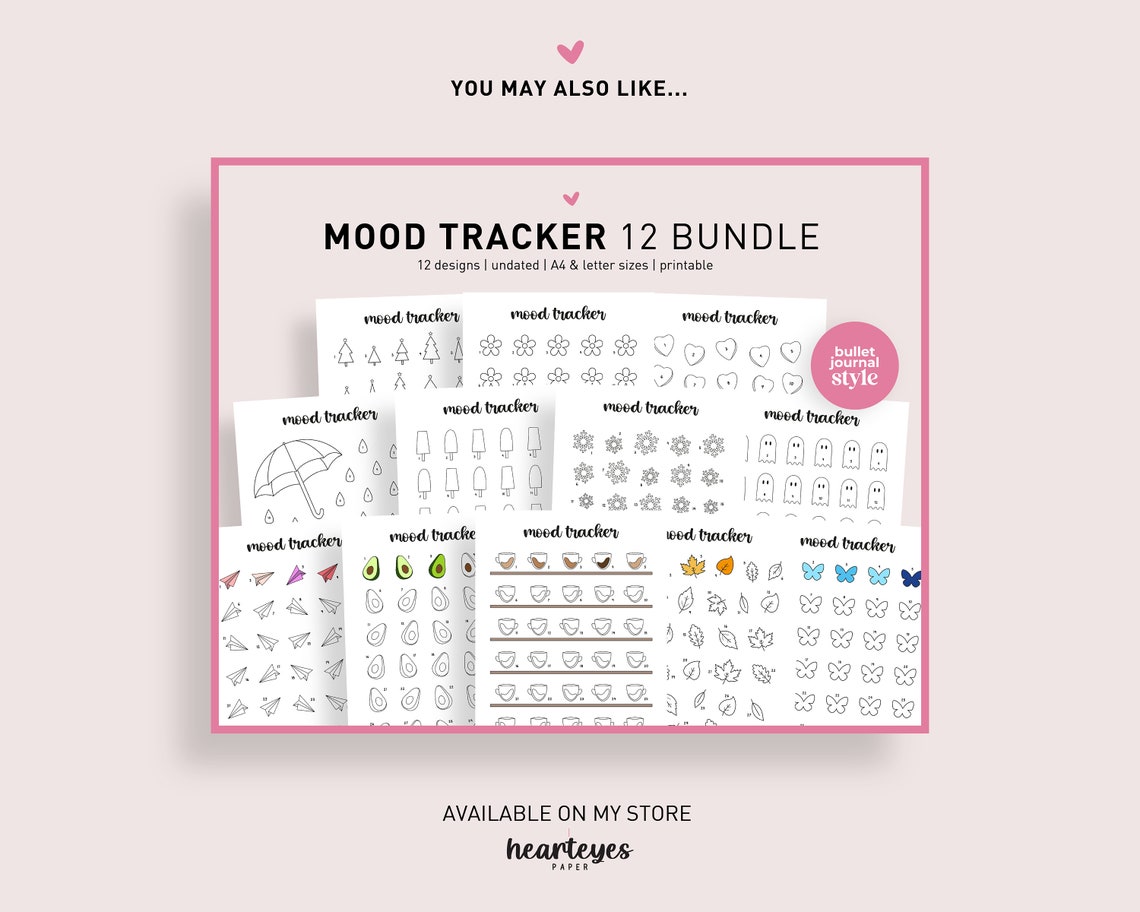Mood Tracker Bundle Pack Printable Mood Chart Journal Bullet - Etsy