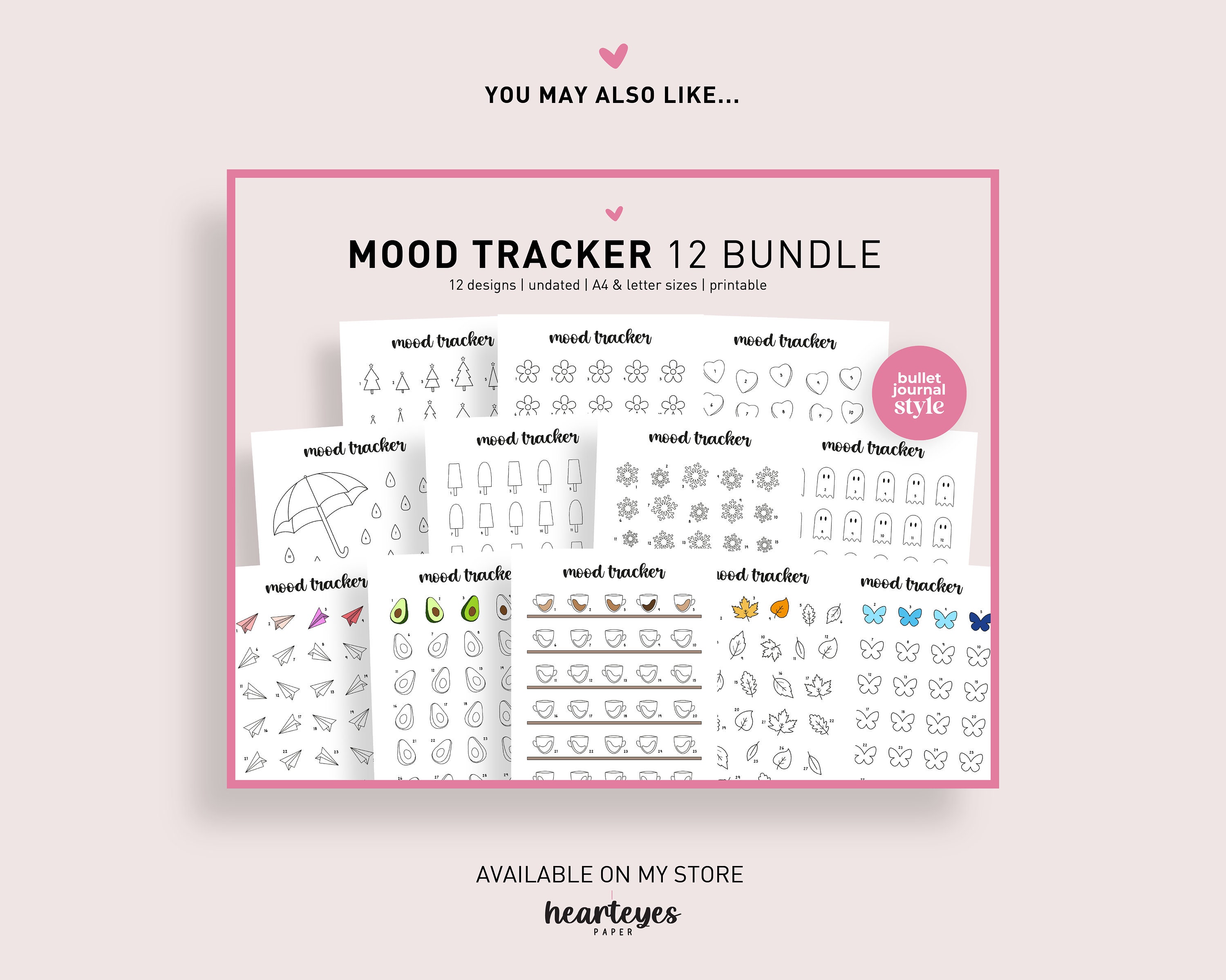 Mood Tracker Bundle Pack Printable Mood Chart Journal Bullet - Etsy ...