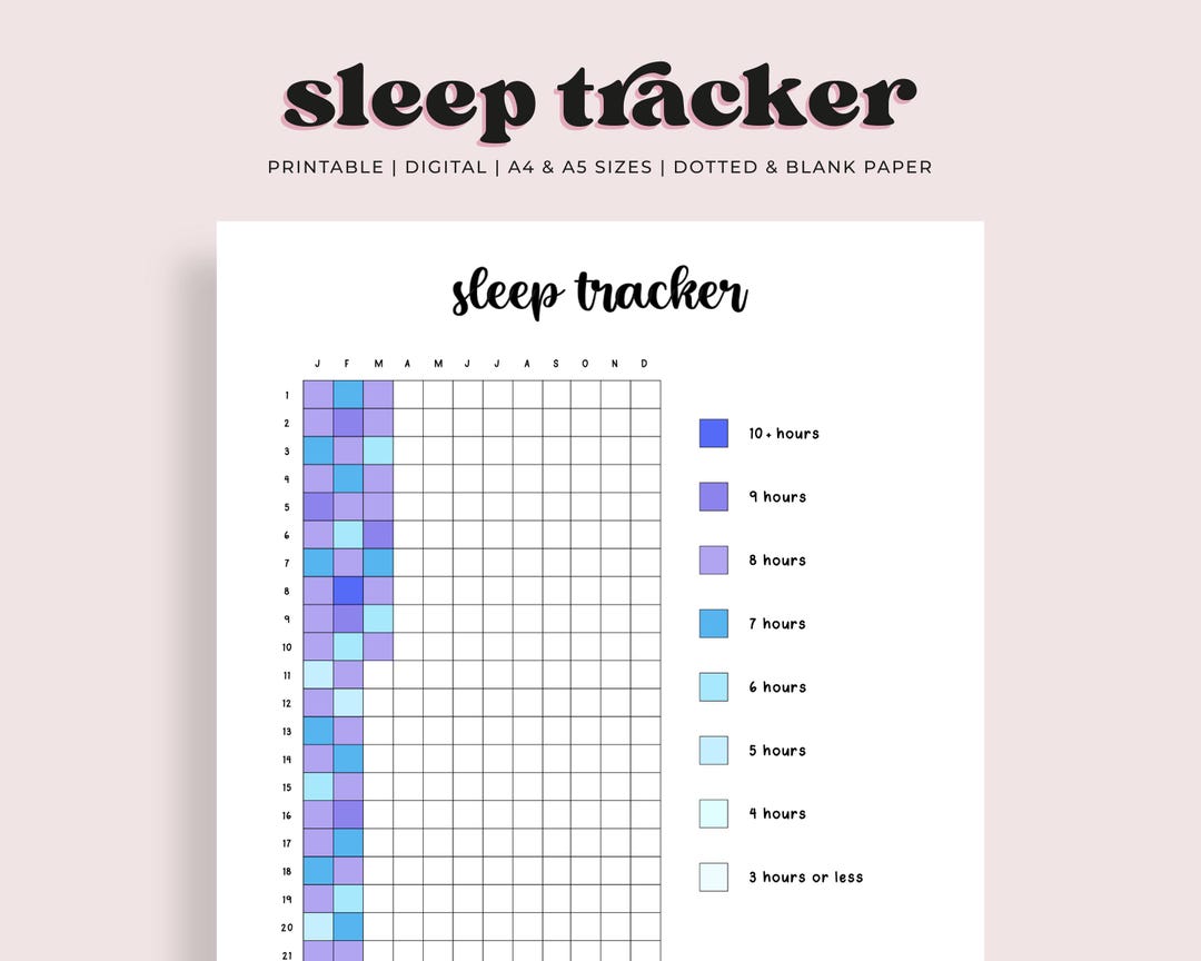 Sleep Tracker Printable, Sleep Log Yearly, Sleep Planner, Sleep Cycle ...