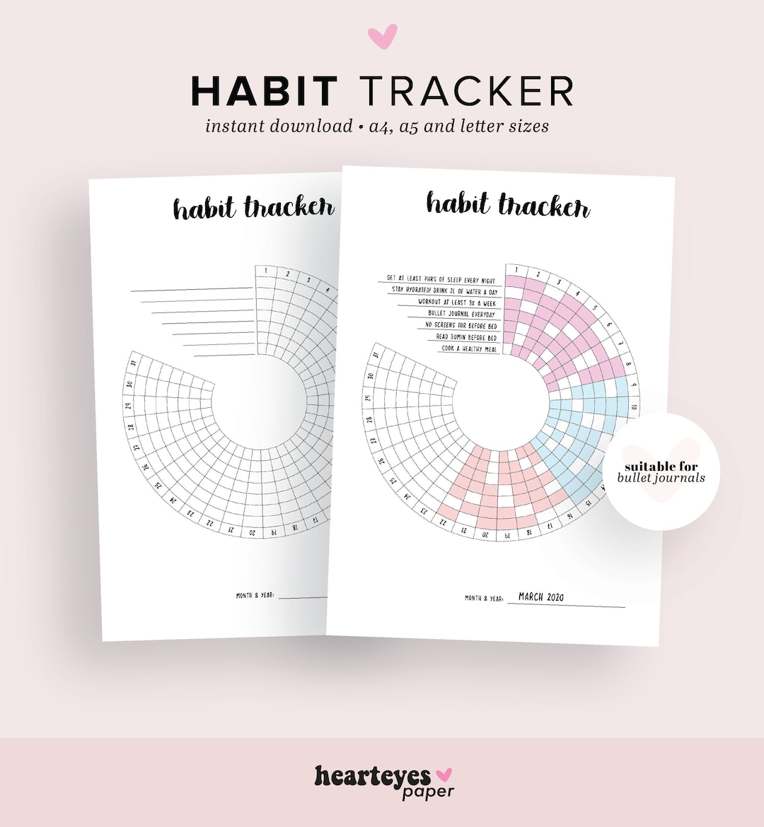 Habit Tracker Printable Bullet Planner Habit Tracker Circle - Etsy