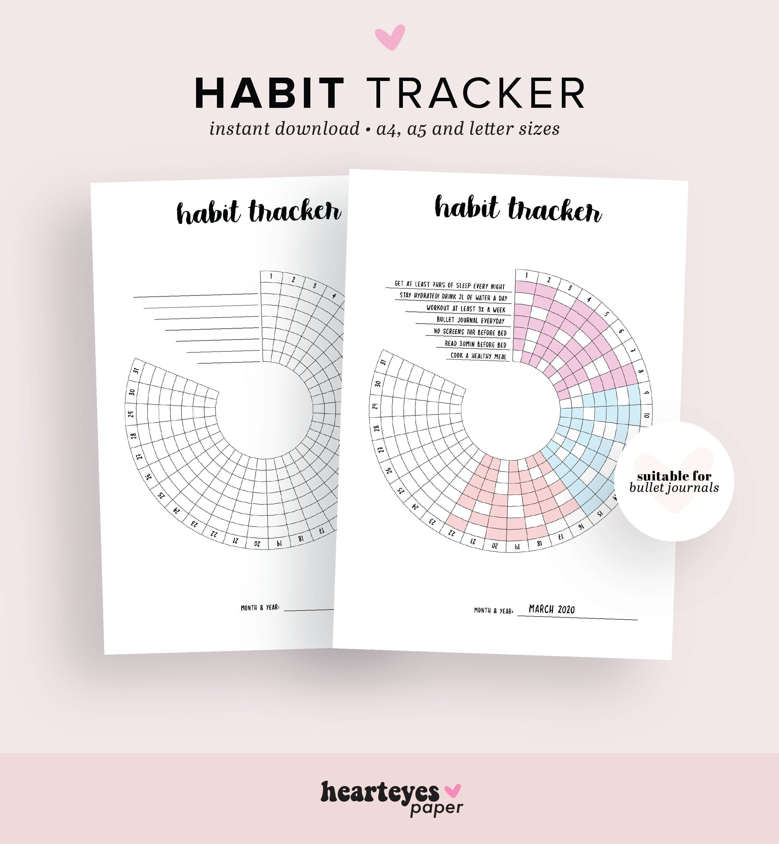 Paper Calendars & Planners Habit Tracker Printable Goal Planner Circle ...