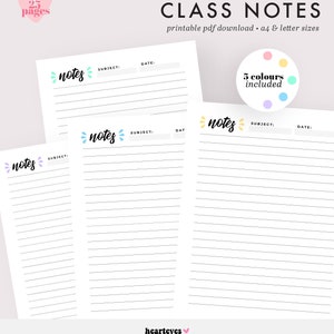 Class Notes, Printable Note Pages, Lined Paper, Graph Paper, School ...