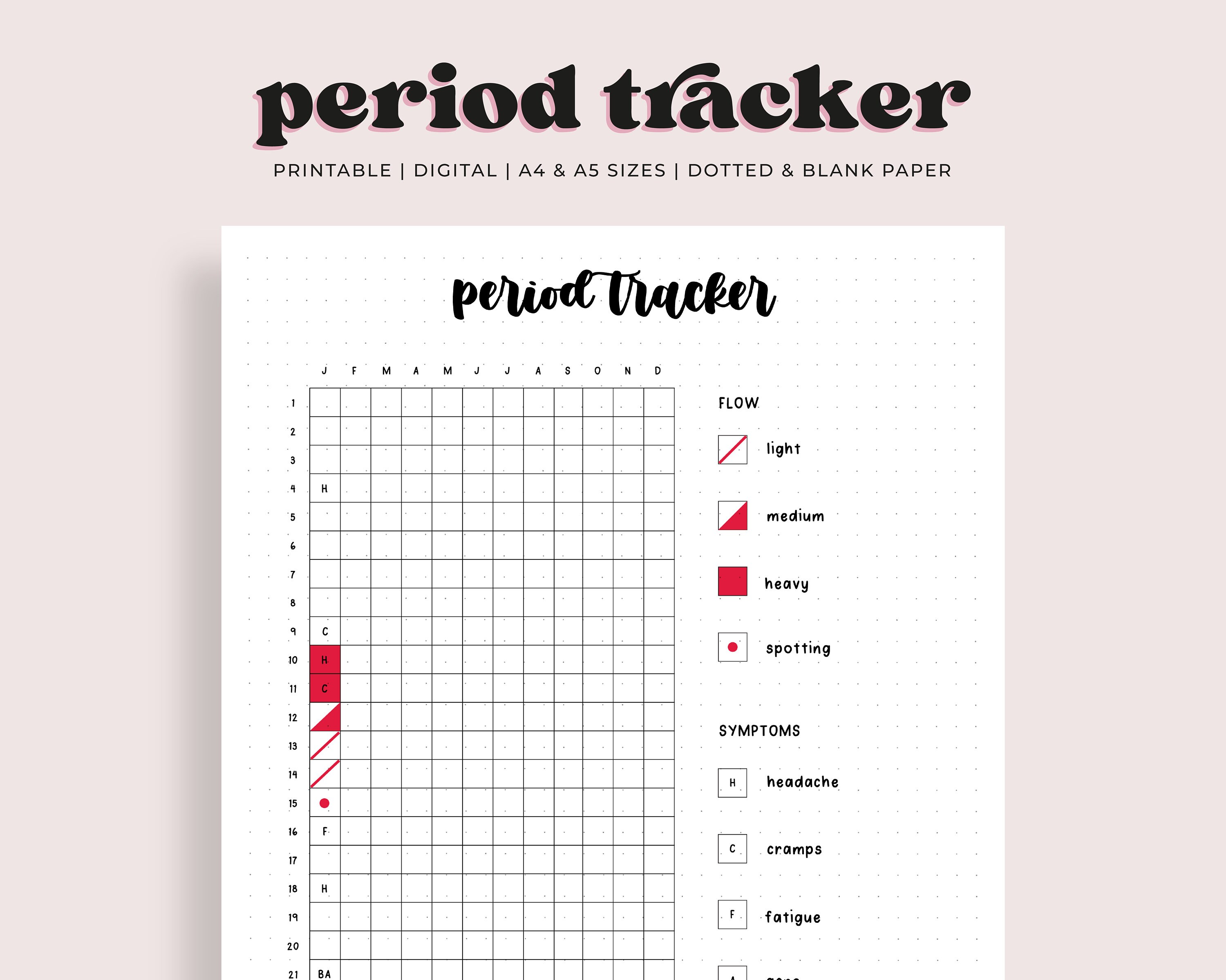 Period Tracker, PRINTABLE Journal Page, Period Journal, Period Calendar ...