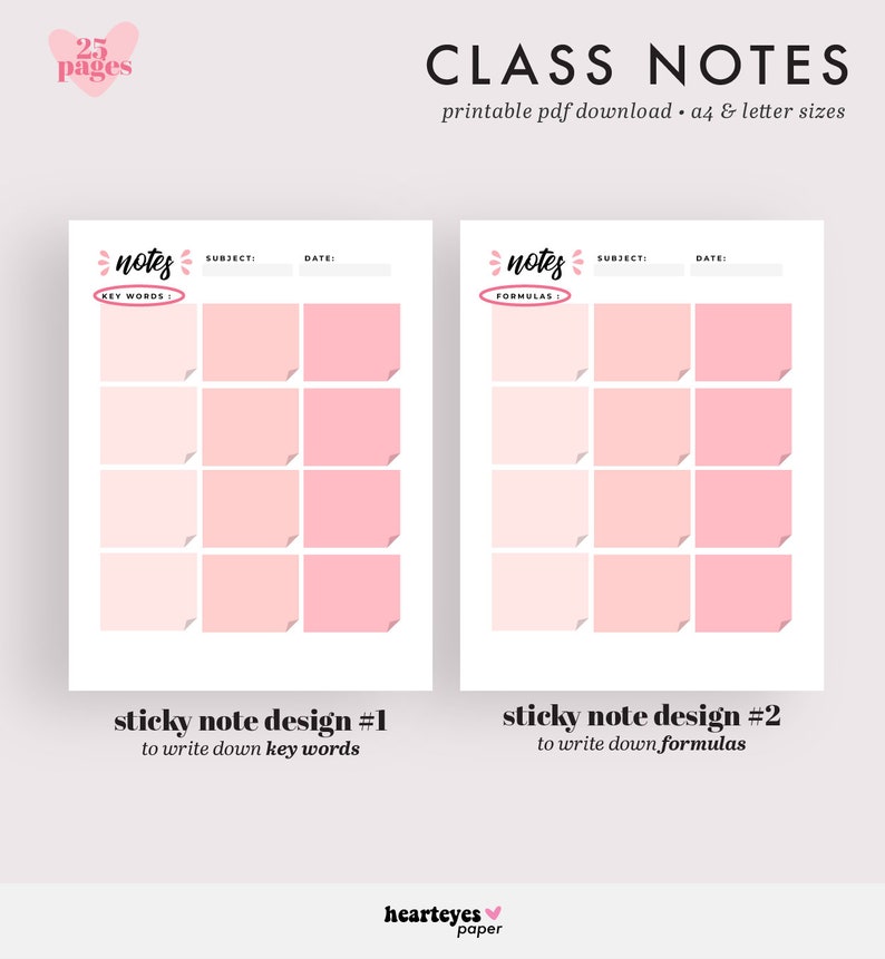 Class Notes Printable Note Pages Lined Paper Graph Paper | Etsy UK