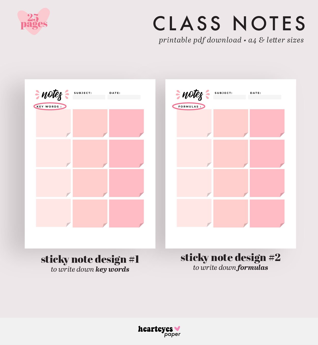Class Notes Printable Note Pages Lined Paper Graph Paper | Etsy