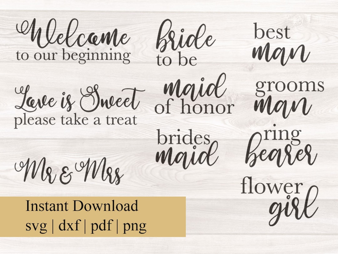 Wedding Bundle SVG, Wedding SVG, Wedding Sign SVG, Silhouette Cut Files ...