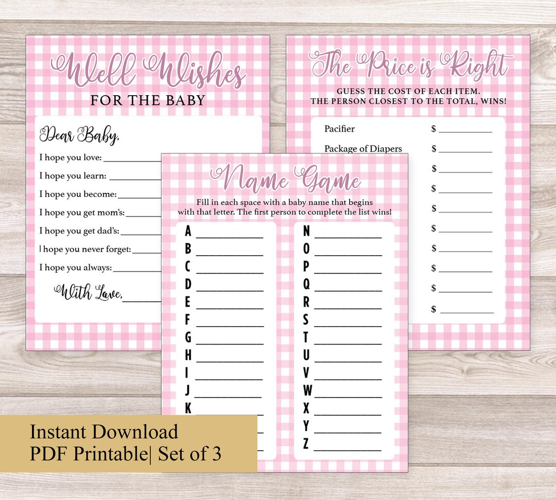 Baby Shower Game Printable, Baby Shower Games for Girl, Instant ...
